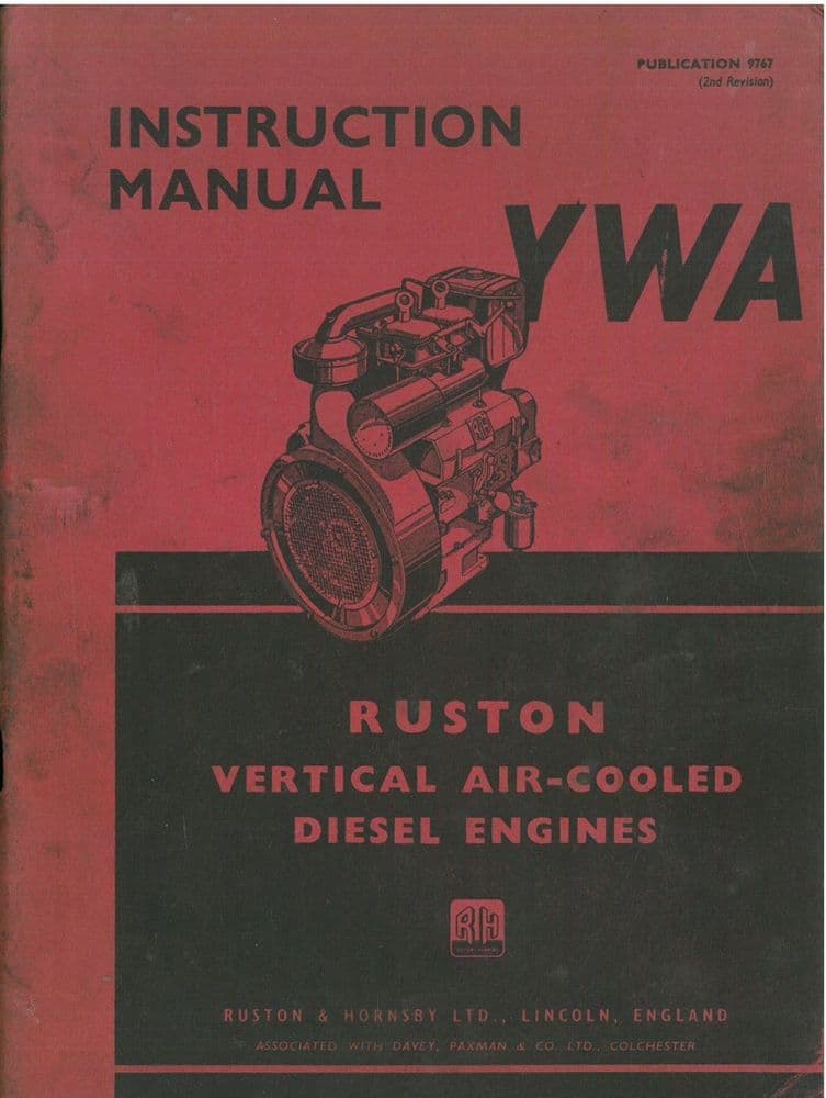 Ruston YWA Vertical Air-Cooled Diesel Engine Operators Manual