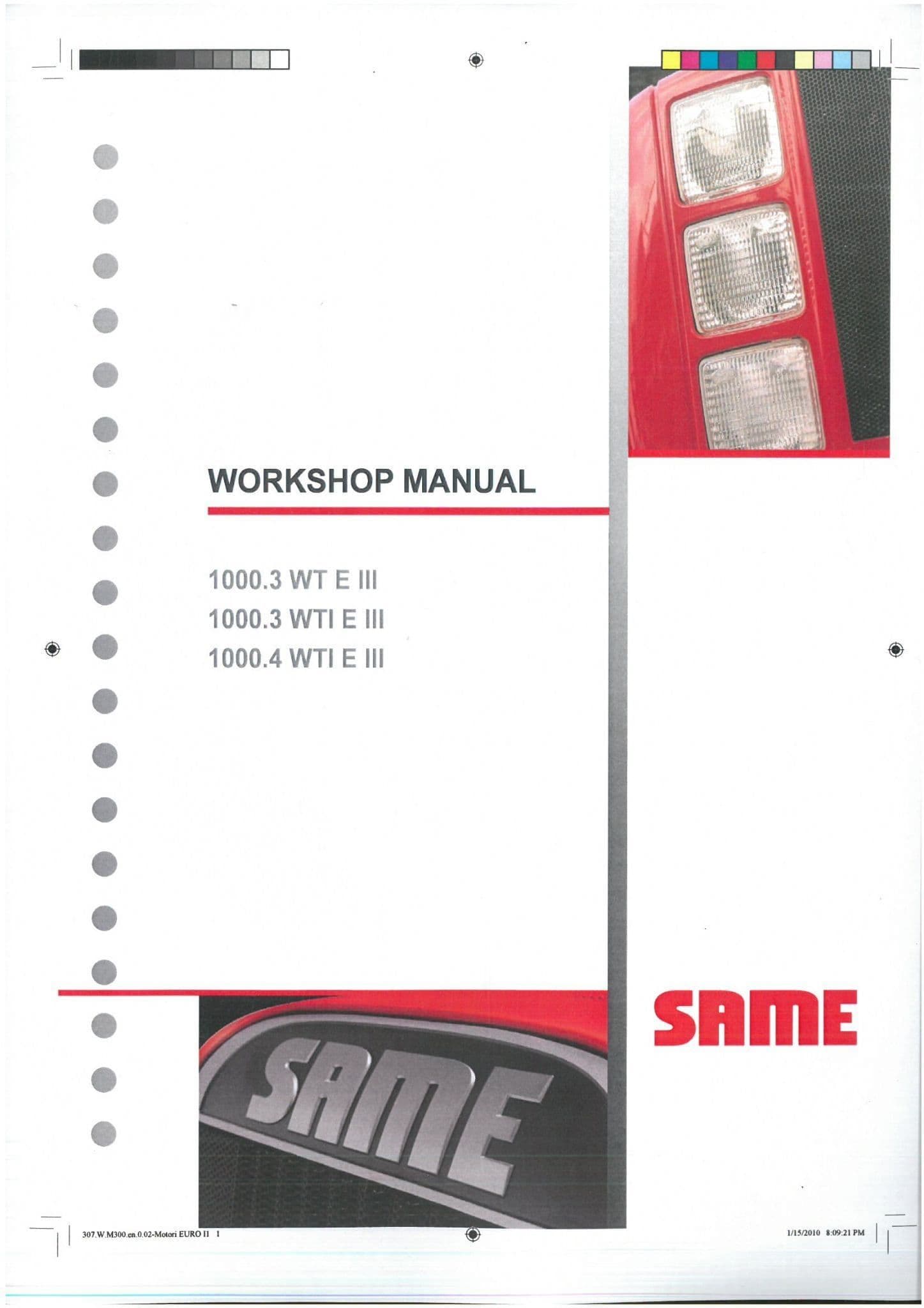 Same Engine 1000 3 WTE III 1000 3 WTIE III & 1000 4 WTIE III Workshop ...