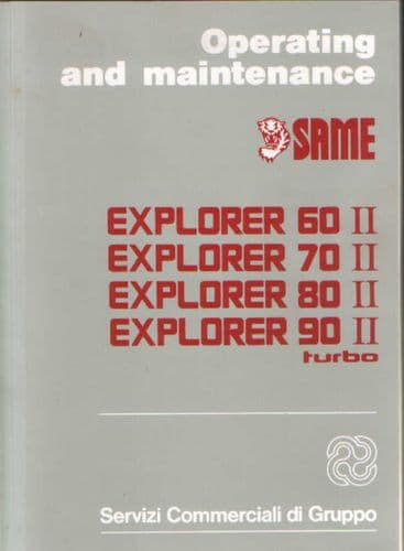 Same Tractor Explorer 60 70 80 90 II Turbo Operators Manual