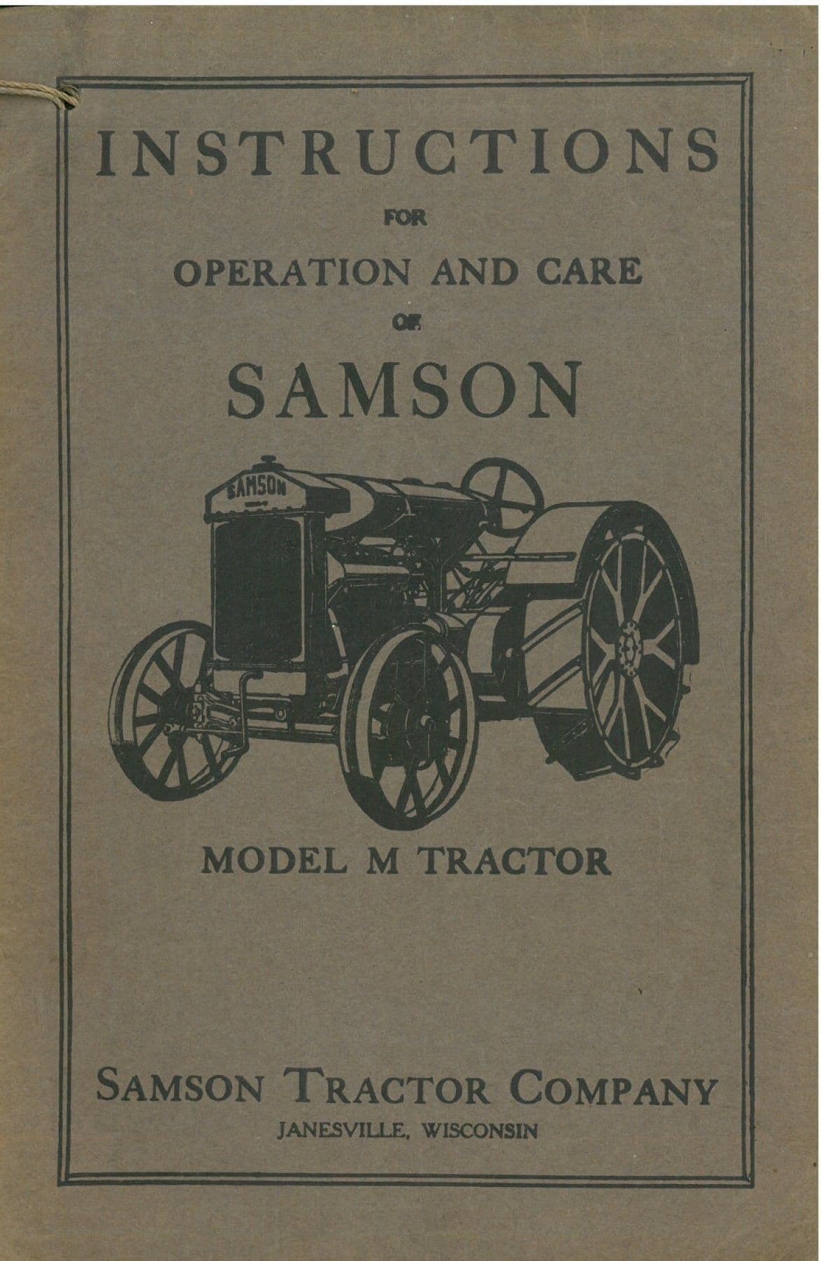 Samson Tractor Model M Operators Manual