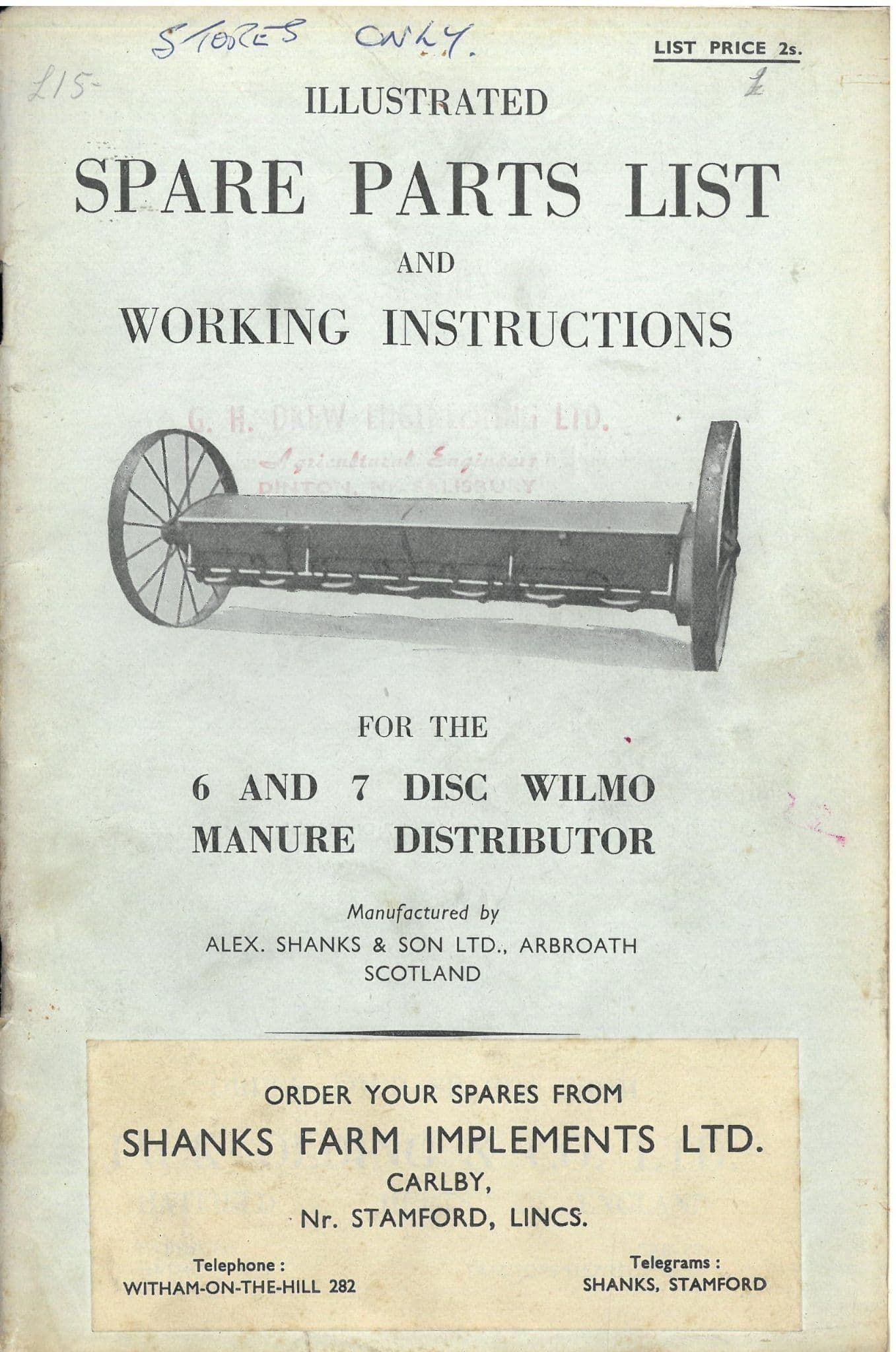 Shanks Farm Implements 6 Disc & 7 Disc Wilmo Manure Spreader Operators ...