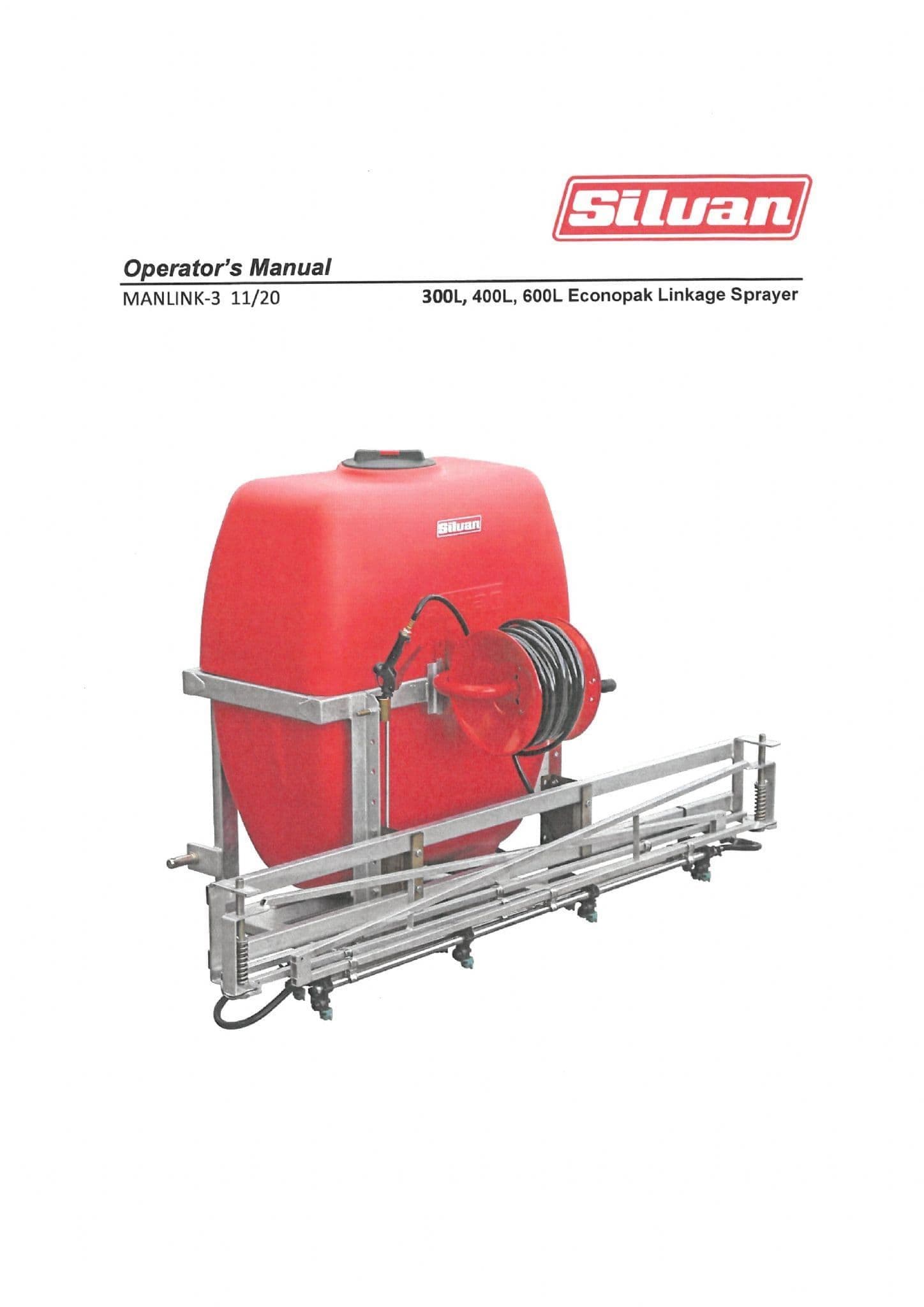Silvan Sprayer 300L 400L & 600L Econopak Operators Manual