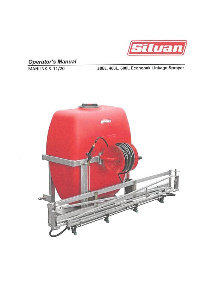 Silvan Sprayer 300L 400L & 600L Econopak Operators Manual