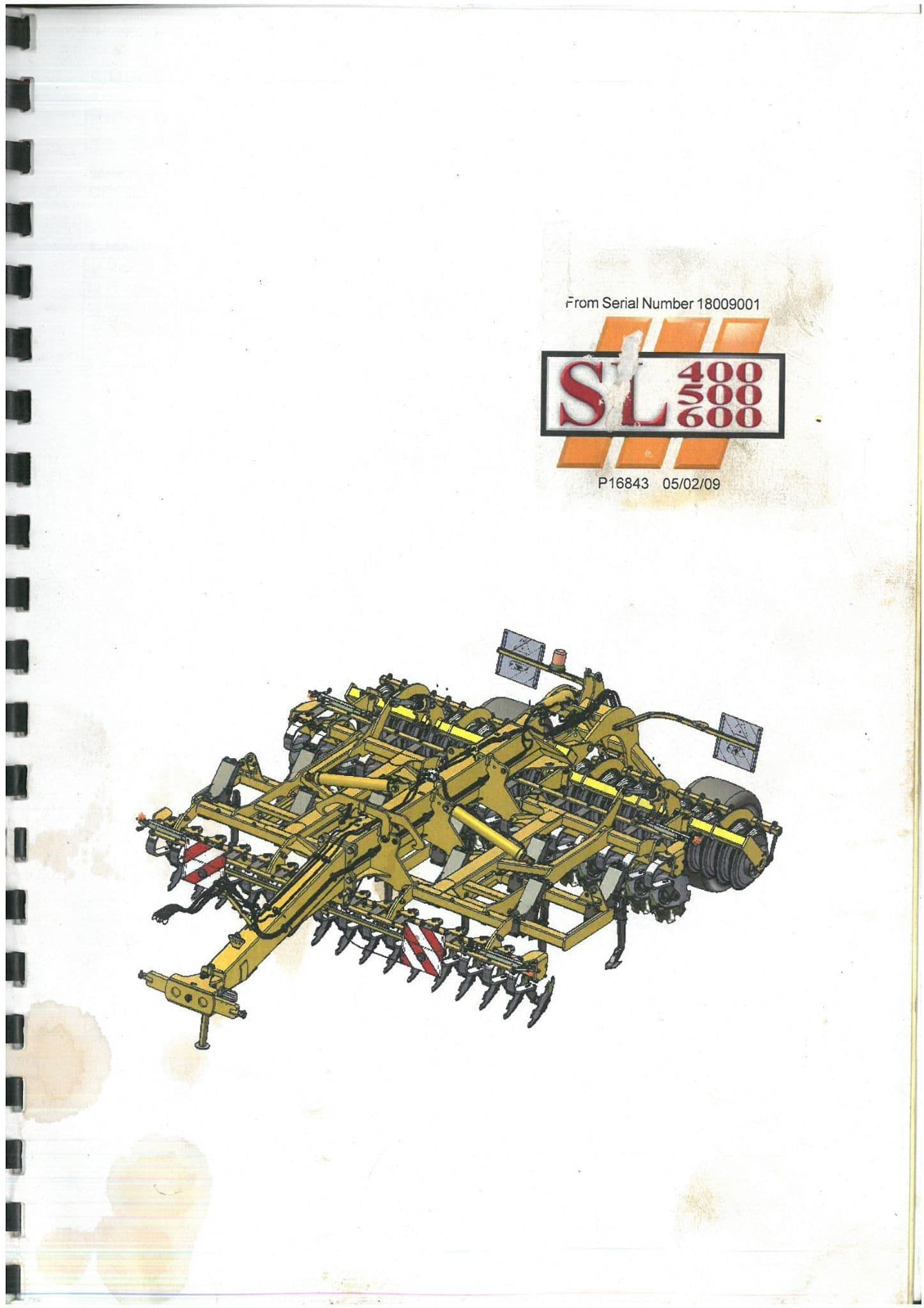 Simba Stubble Cultivator SL400 SL500 SL600 Operators Service and Parts ...