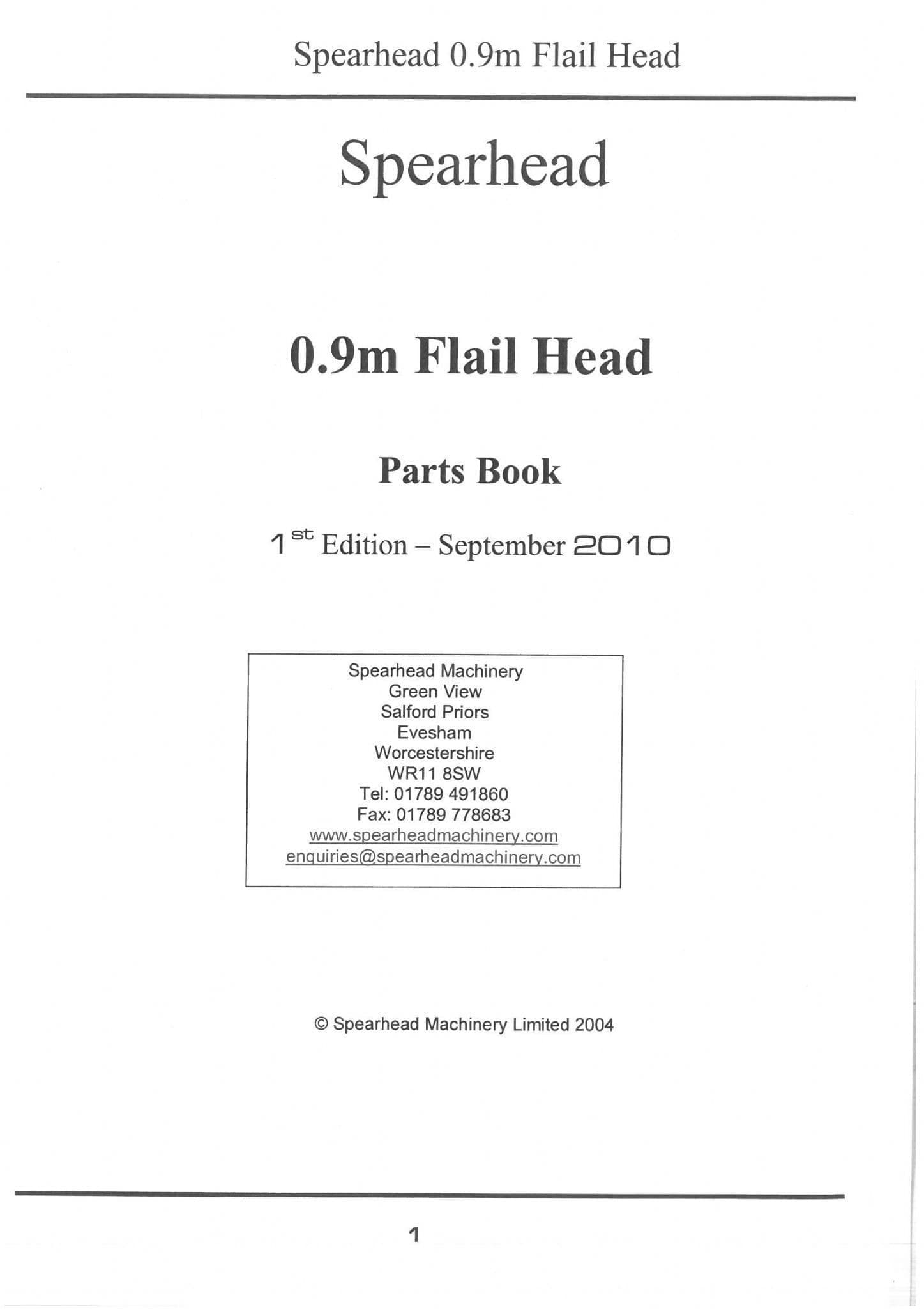 Spearhead Flail Head 0 9M Parts Manual
