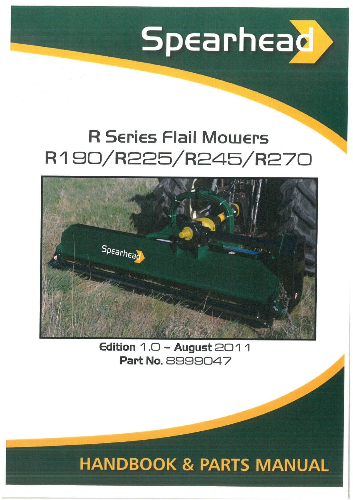 Spearhead Flail Mower R Series R190 R225 R245 R270 Operators Manual and ...