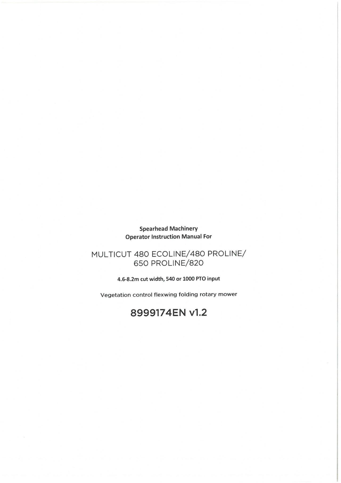 Spearhead Rotary Mower Multicut 480 Ecoline 480 Proline 650 Proline ...