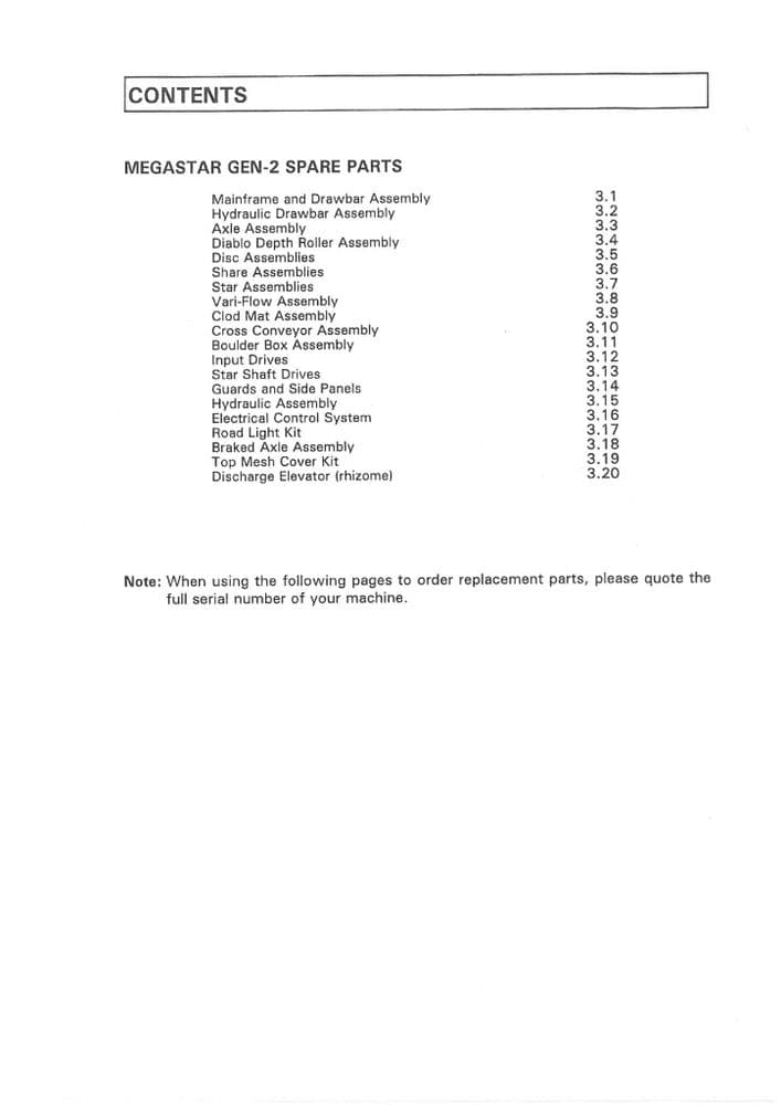 Standen De-Stoner De-Clodder Megastar Gen2 Parts Manual