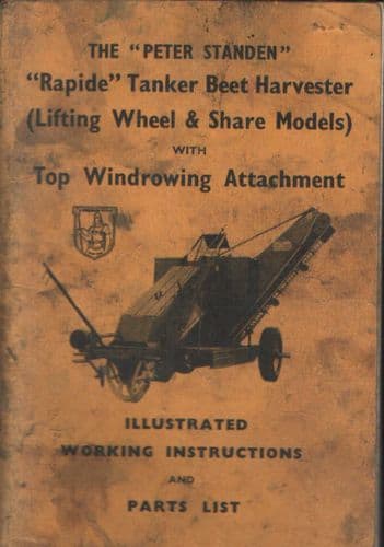 Standen Rapide Tanker Beet Harvester Operators Manual with Parts List
