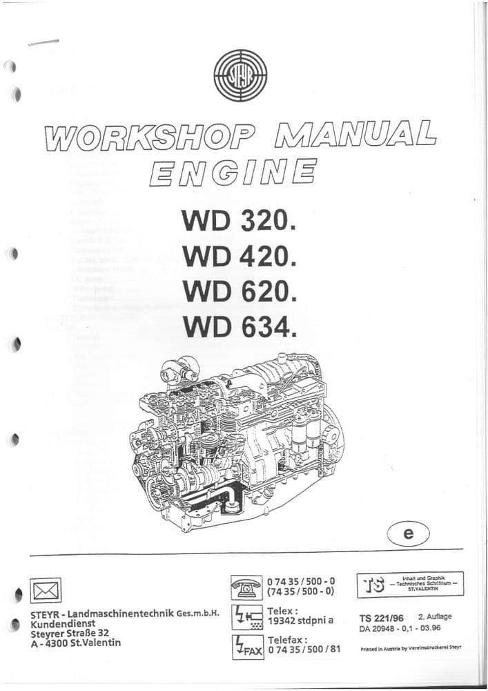 Steyr Engine WD 320 420 620 634 Workshop Service Manual Manual