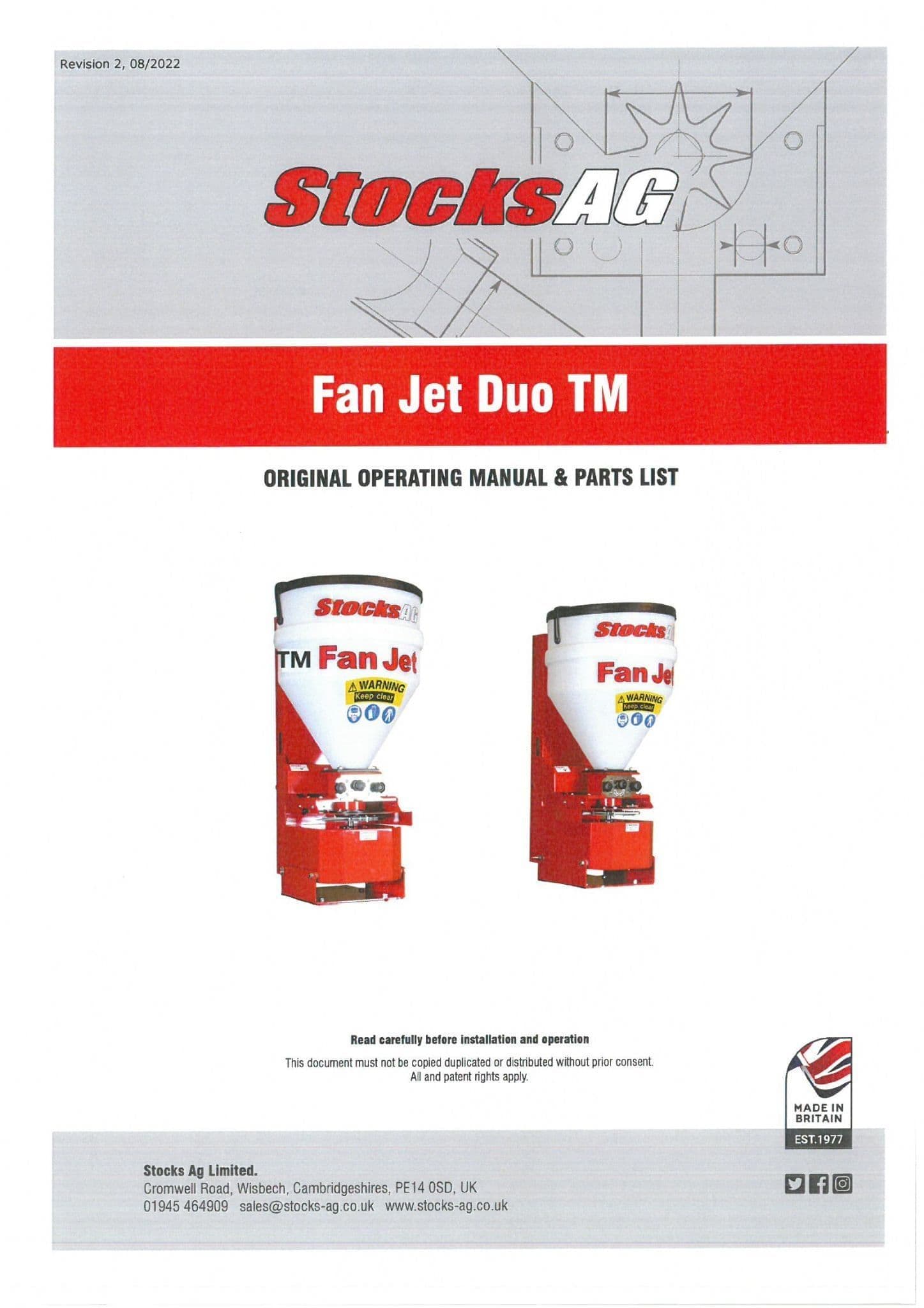 Stocks AG Fan Jet Duo TM Operators Manual and Spare Parts List
