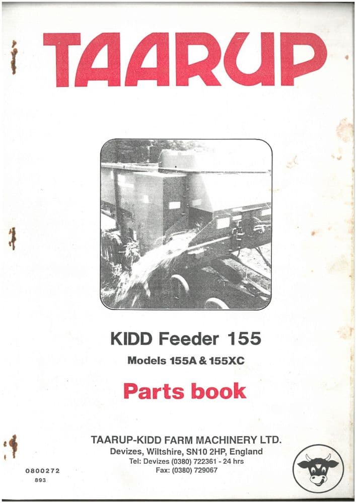 Taarup Kidd Feeder 155 Models 155A 155XC Parts Manual
