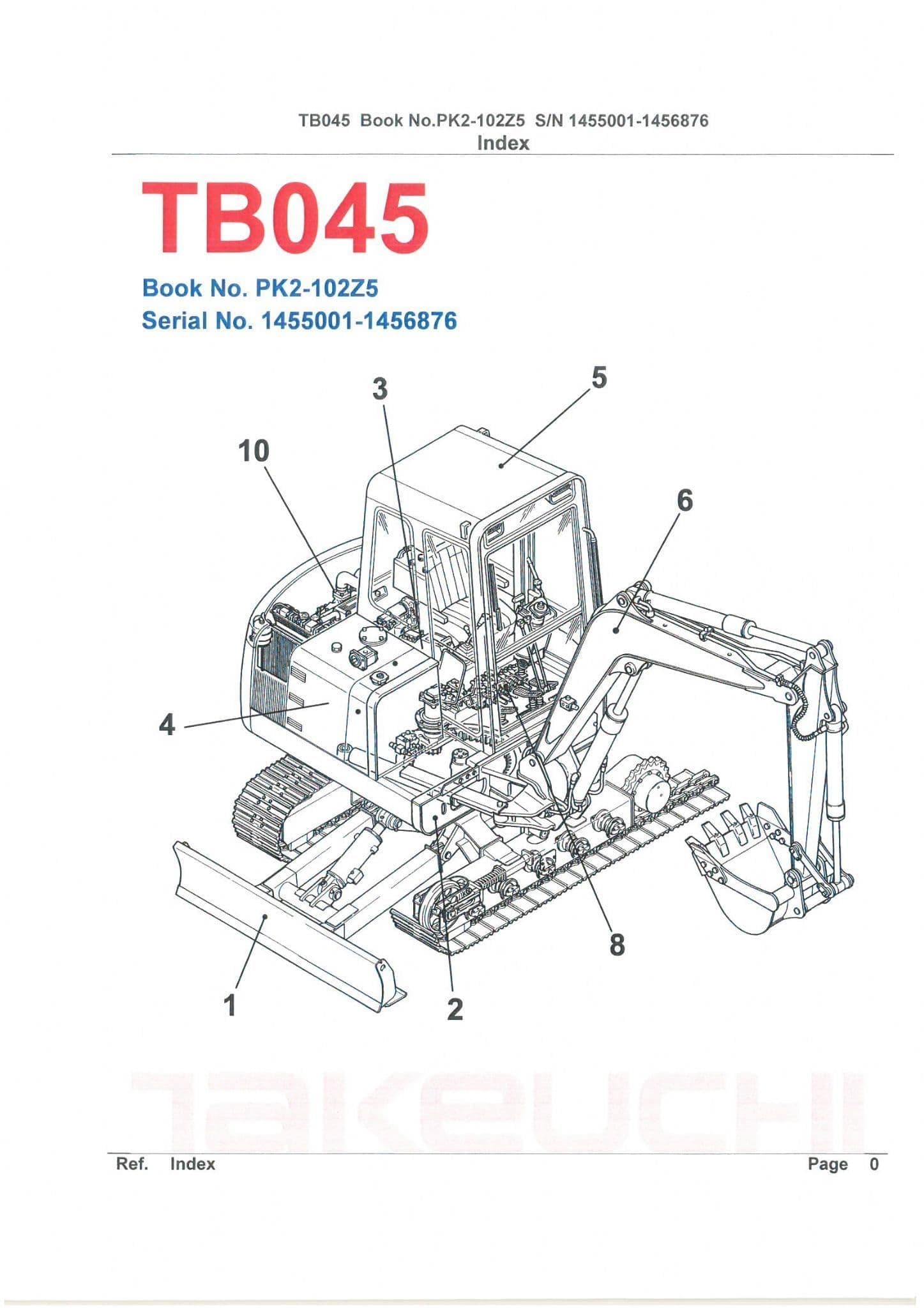 Takeuchi Compact Excavator TB1140 Parts Manual 1