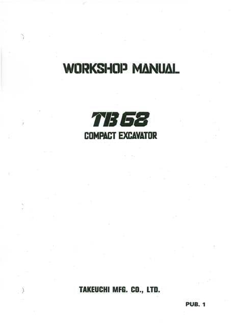 Takeuchi Hydraulic Excavator TB68 Workshop Service Manual