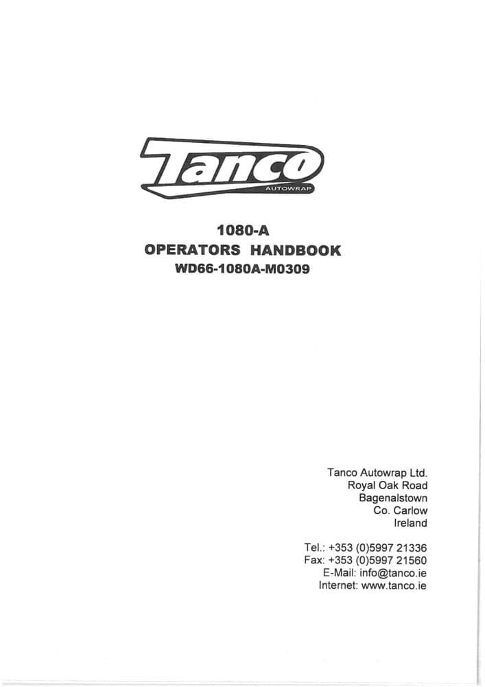 Tanco Autowrap Bale Wrapper 1080A Operators Manual