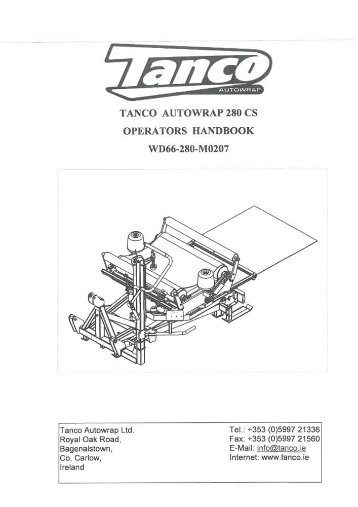 Tanco Autowrap Bale Wrapper 280ARC Parts Manual