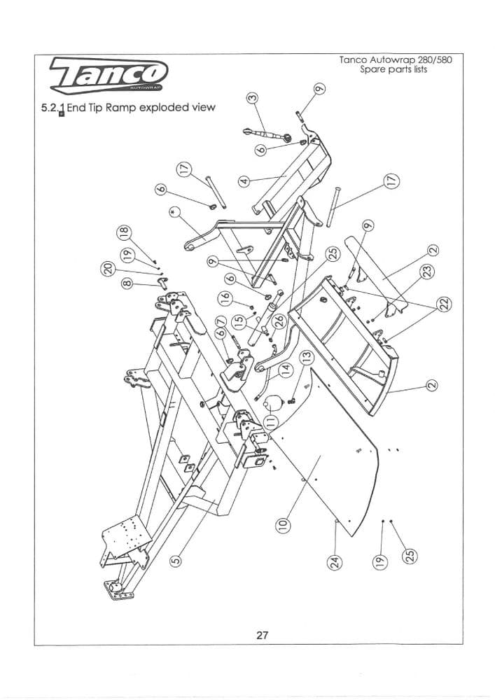 Tanco Autowrap Bale Wrapper 580S & 580A Parts Manual