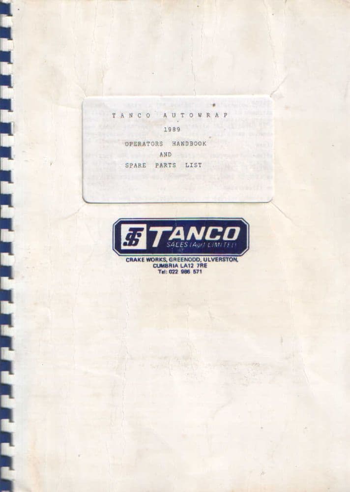 Tanco Autowrap Systems 1990 Bale Wrapper Operators Manual with Parts List