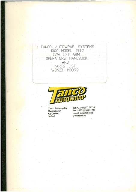 Tanco Bale Wrapper Autowrap Systems 1000 Model C/W Lift Arm Operators ...