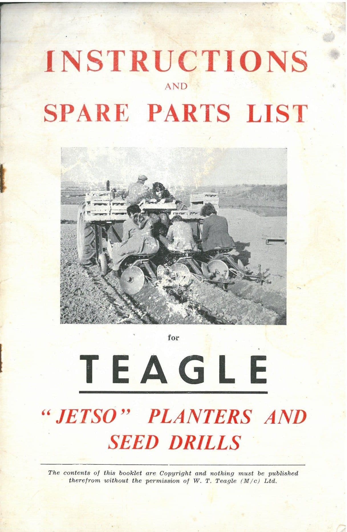 Teagle Jetso Planter and Seed Drills - Operators Manual with Parts List ...