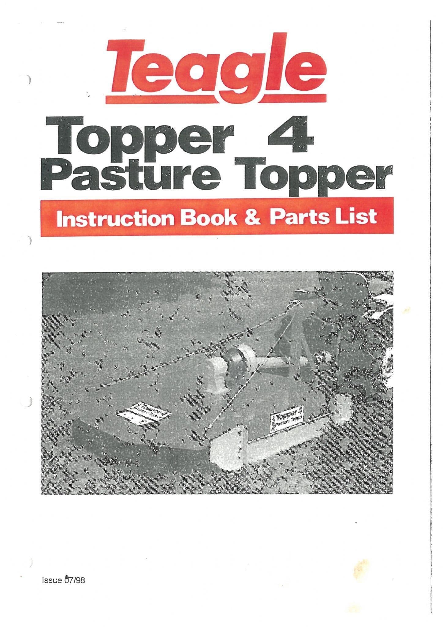 Teagle Pasture Topper Model 4 Operators Manual and Spare Parts List