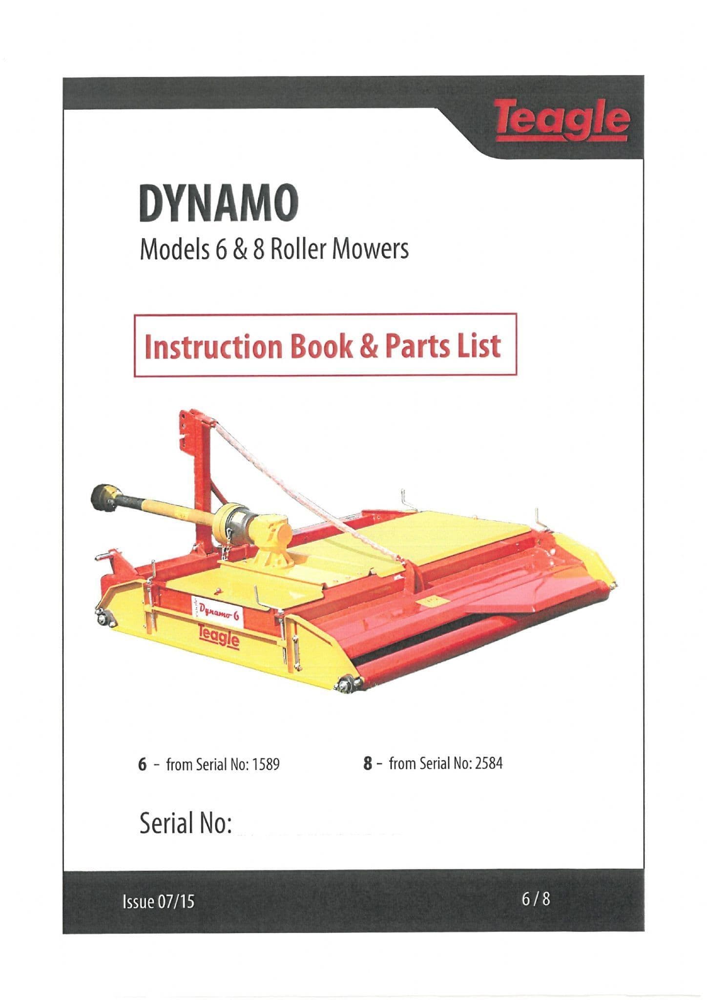 Teagle Roller Mower Dynamo Model 6 & 8 Operators Manual and Spare Parts ...