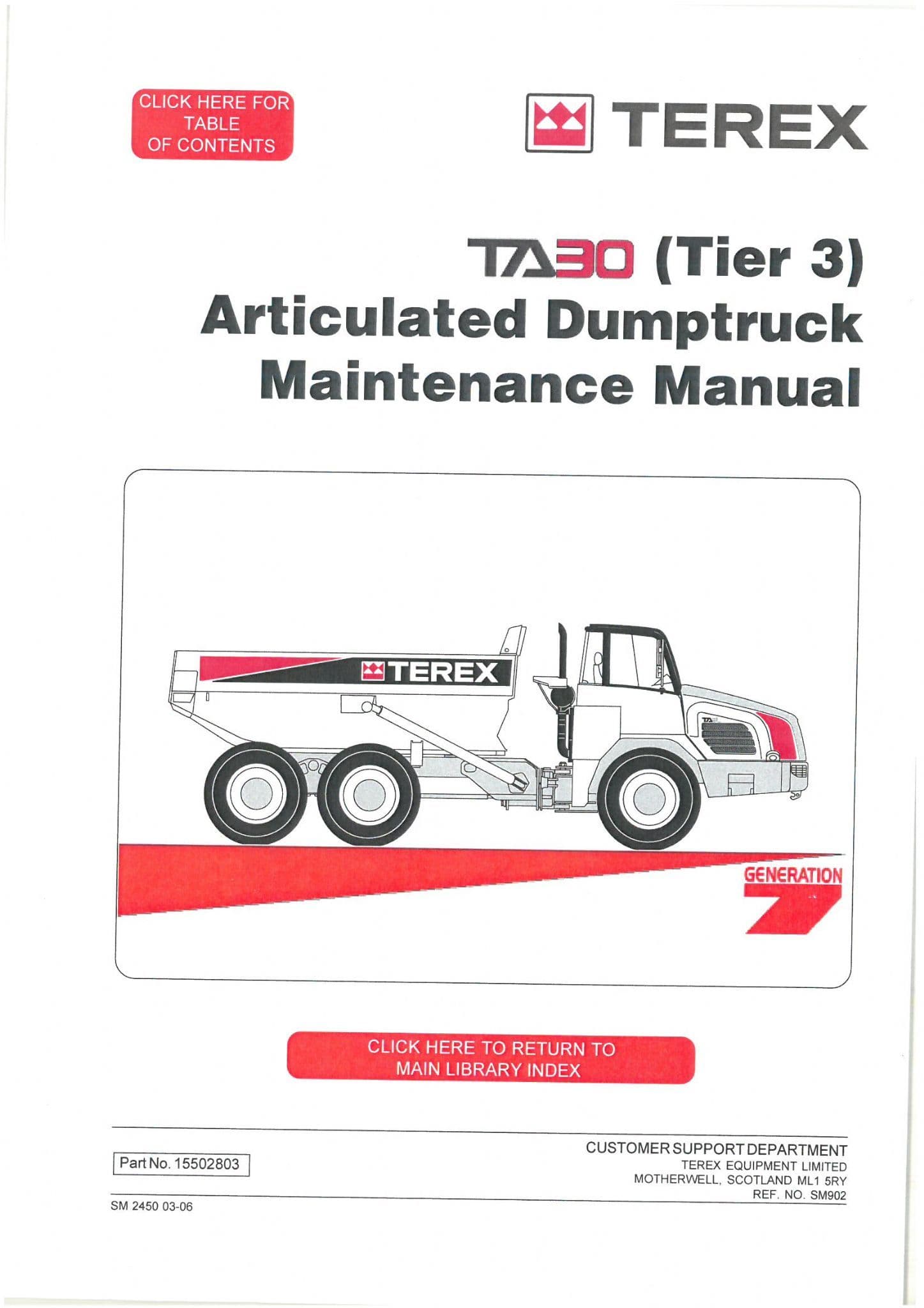 Terex Articulated Dumptruck TA30 - TA40 Workshop Manual