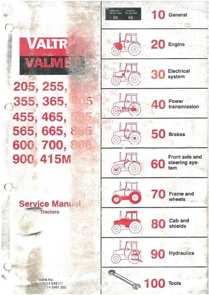 Valtra Valmet Tractor 205 255 305 355 365 405 455 465 555 565 600 665 ...
