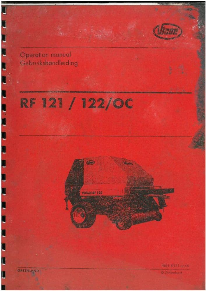 Vicon Baler RF121 & RF122 Operators Manual - RF 121 & 122 OC Opticut