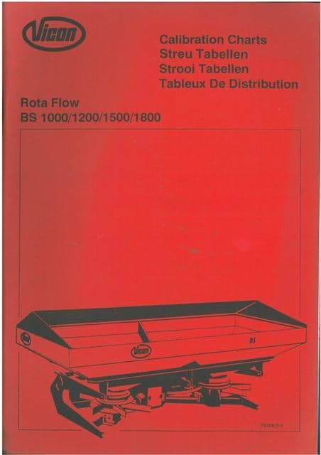Vicon Fertiliser Spreader Rota Flow BS 1000 1200 1500 1800 Calibration ...