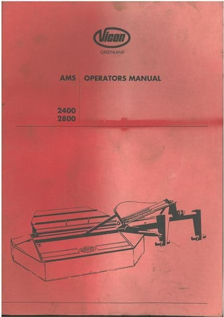 Vicon Greenland Mower Conditioner AMS 2400 2800 Operators Manual