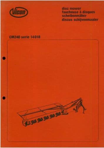 Vicon Mower CM240 Parts Manual