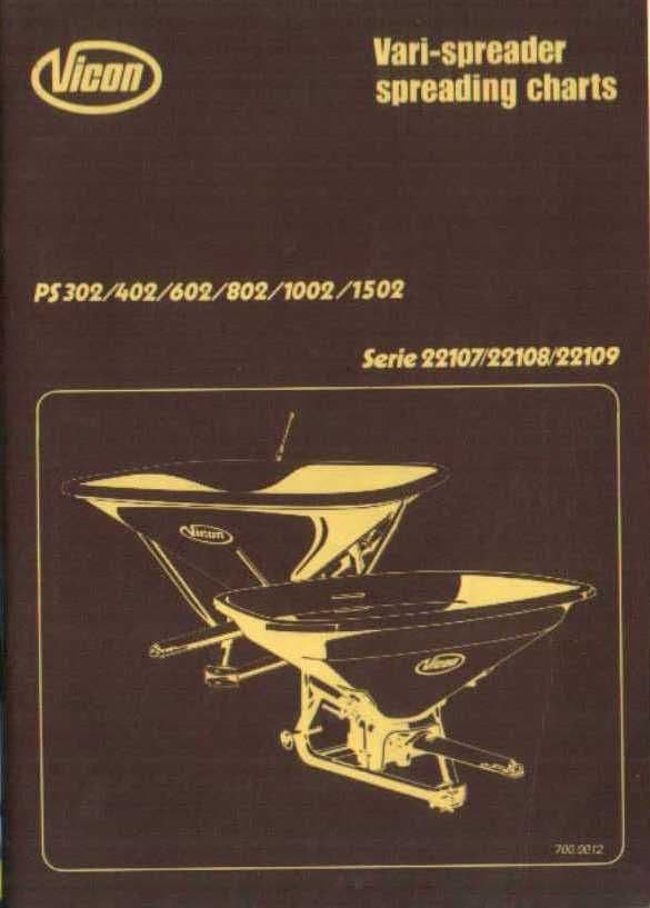 Vicon Vari Spreader PS 302 402 602 802 1002 1502 Spreading Charts