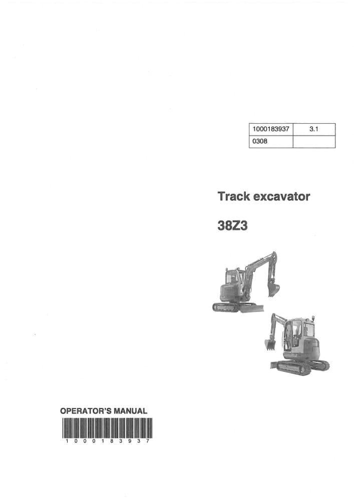 Wacker Neuson Mini Excavator 38Z3 Operators Manual