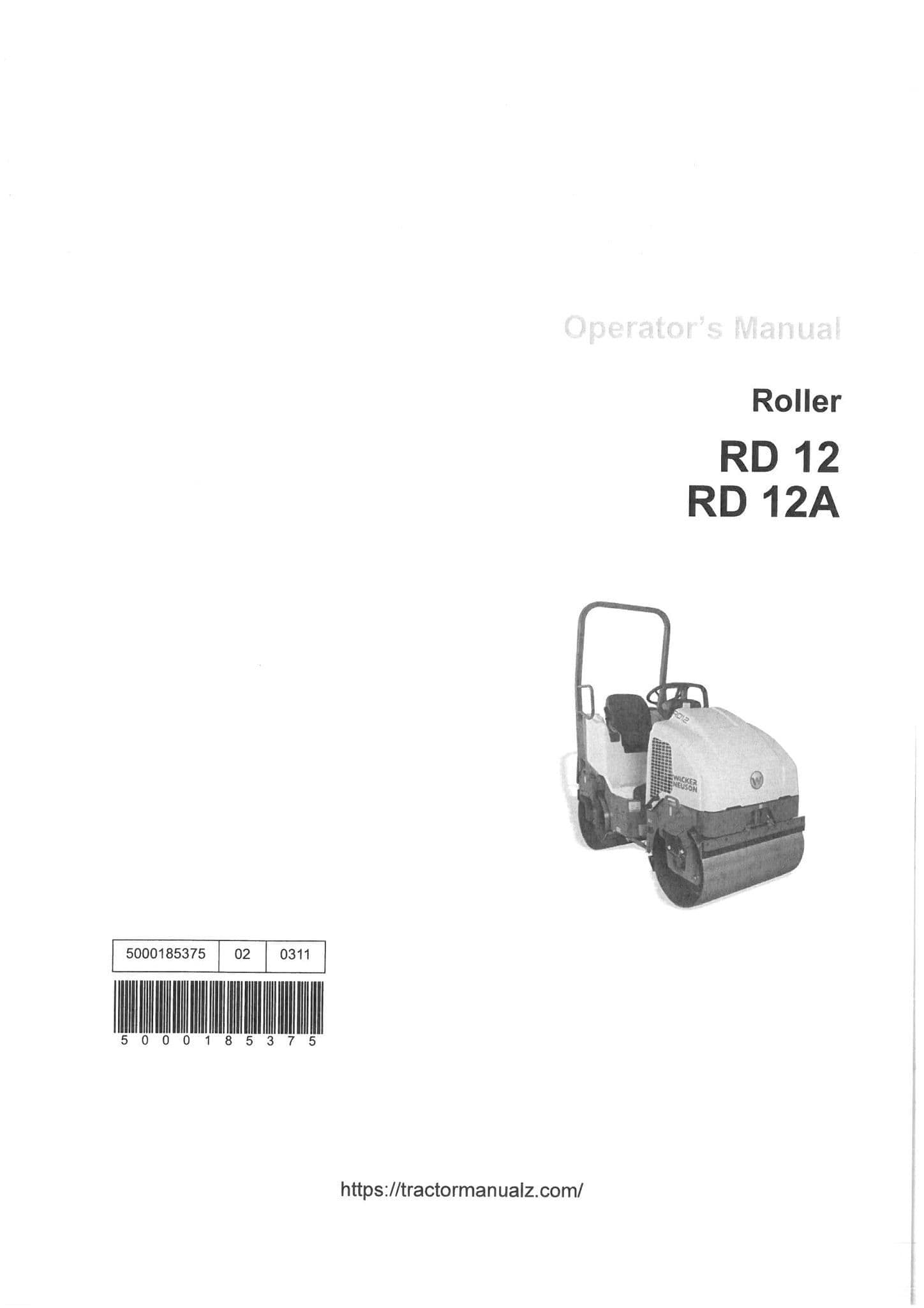 Wacker Neuson Roller RD12 RD12A Operators Manual RD 12