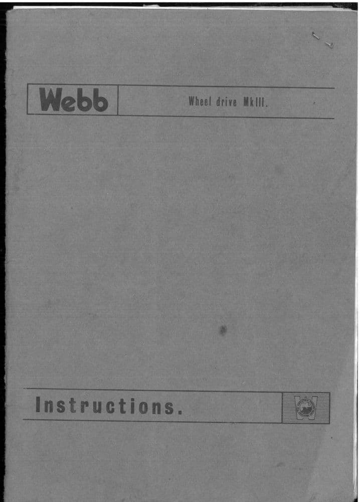 Webb Wheel Drive MkIII Operators Manual