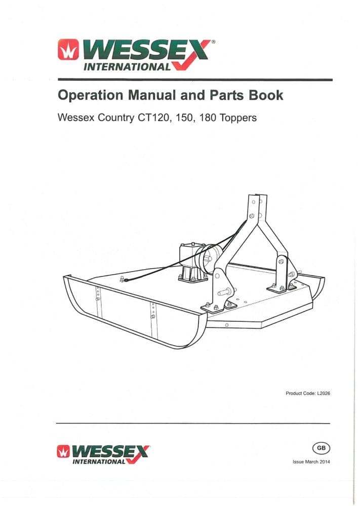 Wessex Country CT120 CT150 & CT180 Operators Manual with Parts List CT ...