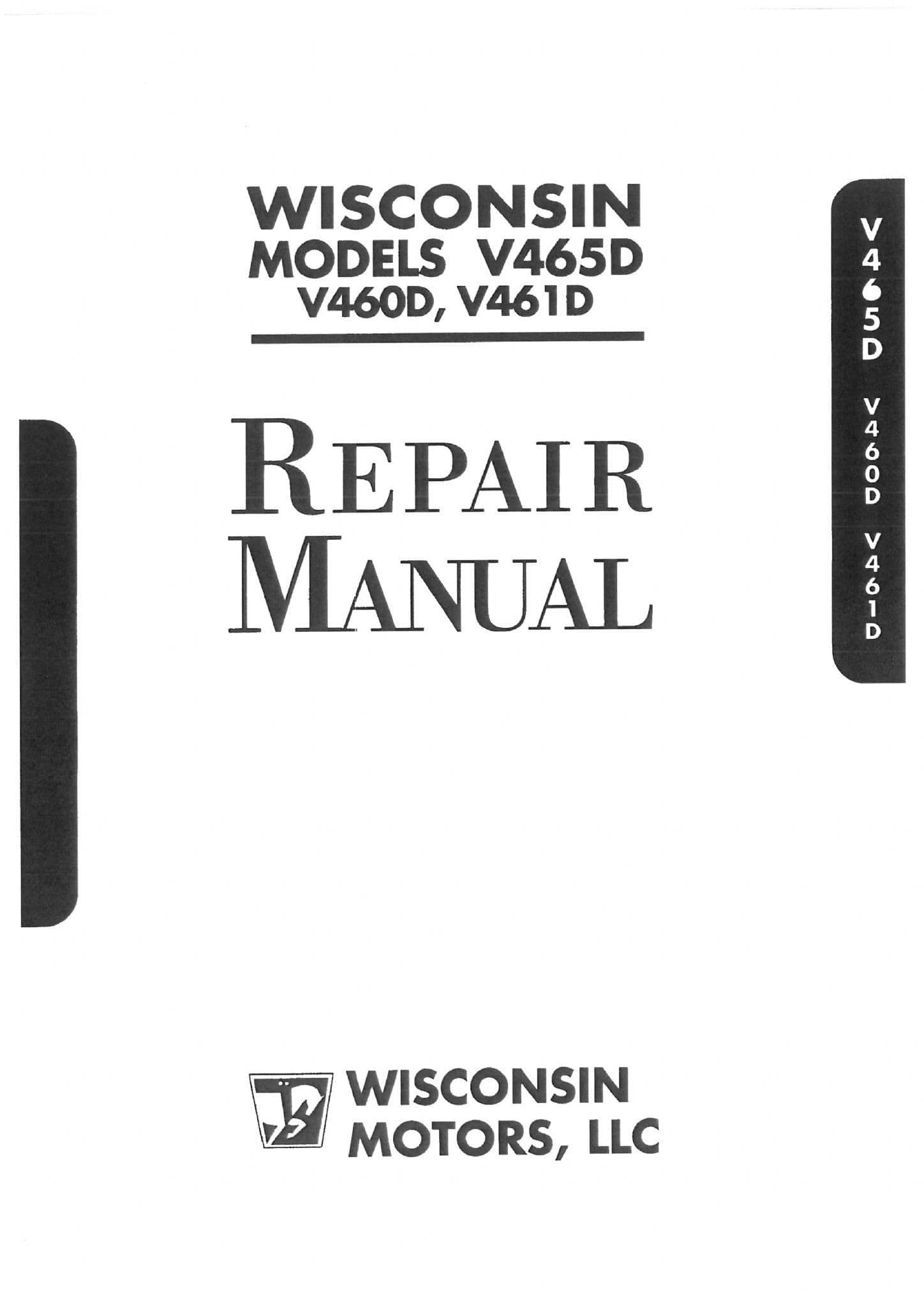 Wisconsin Air Cooled Diesel Engine V465D V460D V461D Workshop Service ...