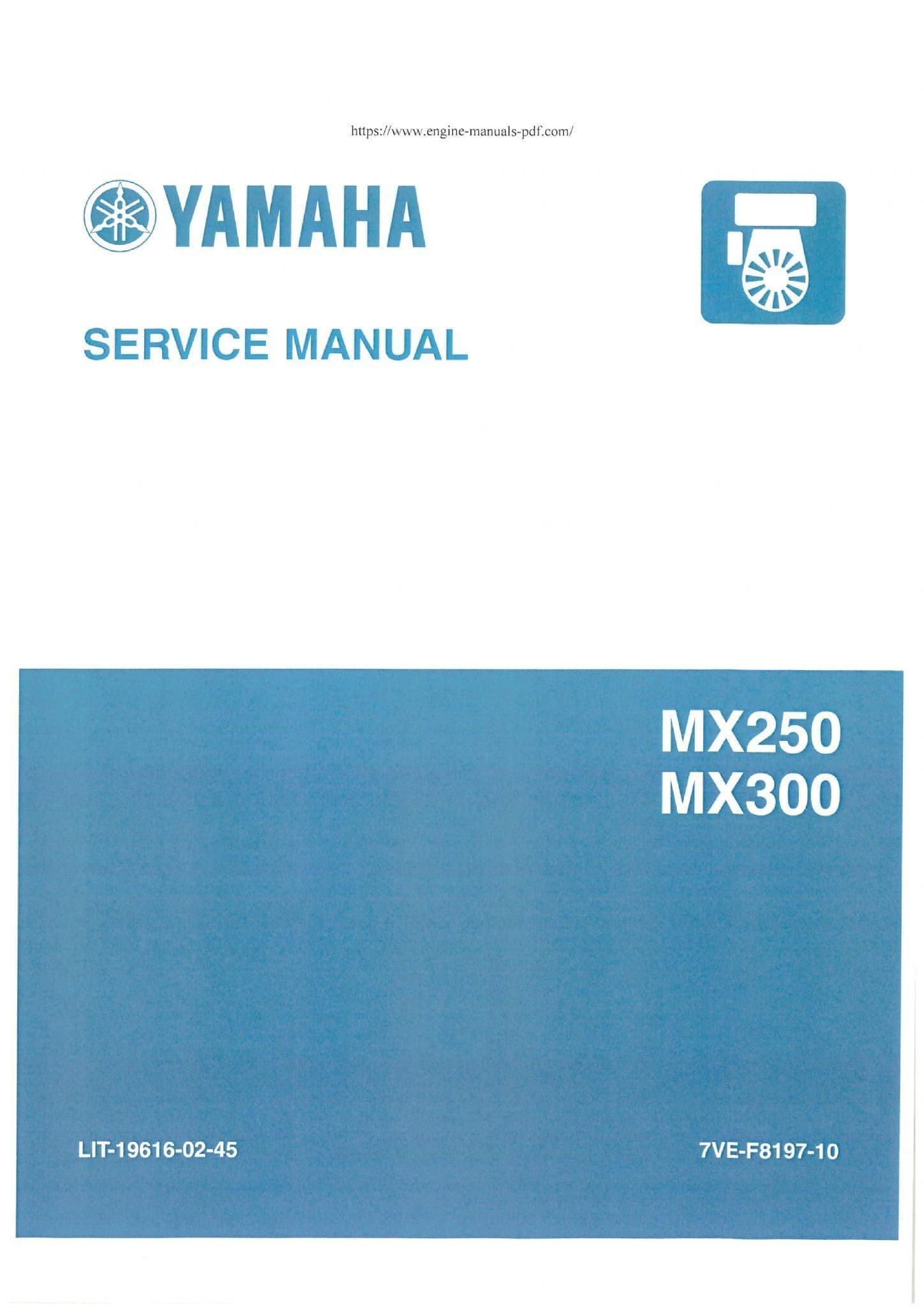 Yamaha Engine MX250 MX300 Workshop Service Manual