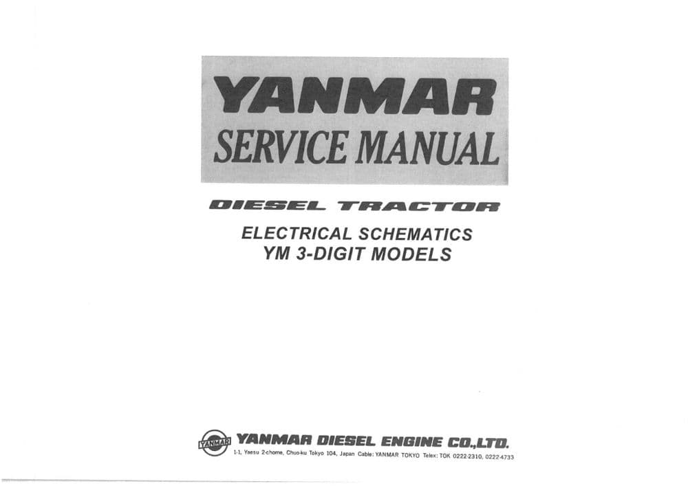 Yanmar Tractor YM 3 Digit Models Electrical Schematics Service Manual yanmar-tractor-ym-3-digit-models-electrical-schematics-service-manual