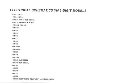 Yanmar Tractor YM 3-Digit Models Electrical Schematics Service Manual