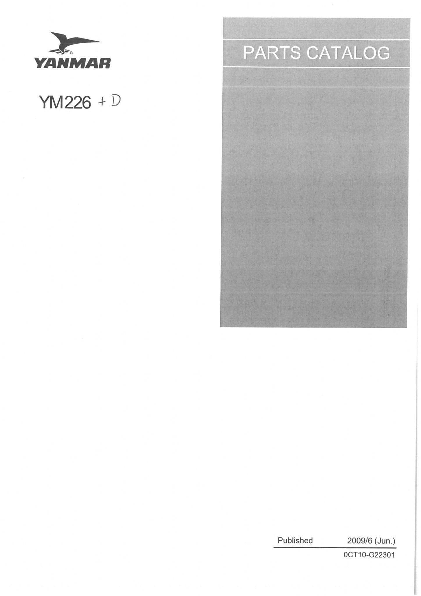 Yanmar Tractor YM226 & YM226D Parts Manual
