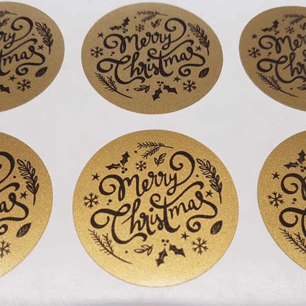 Gold Merry Christmas Stickers