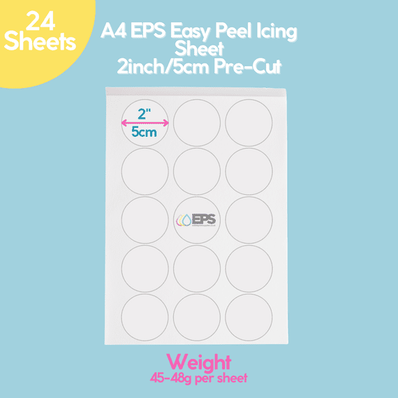 2 inch (5cm) Pre Cut Round Edible Icing Sheets for Edible Printing ...