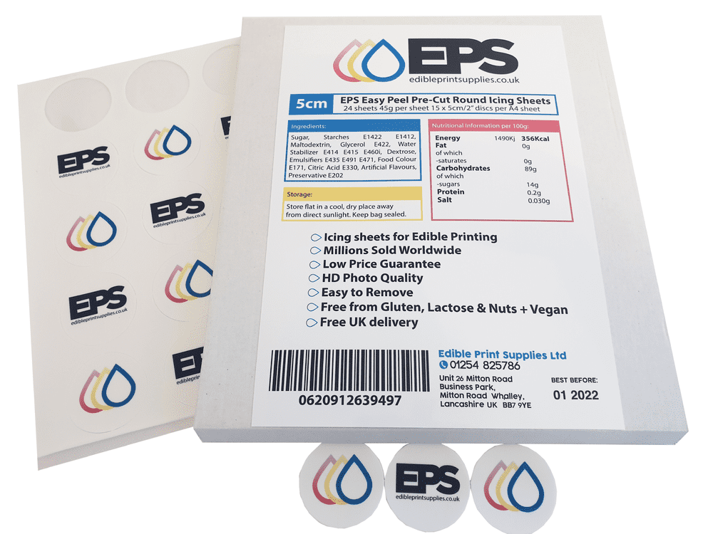 2 inch (5cm) Pre Cut Round Edible Icing Sheets for Edible Printing ...