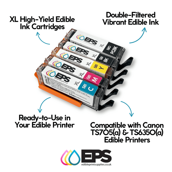 5 x Pre-Filled Canon Compatible Edible Ink Cartridges CLI551 / PGI550 ...