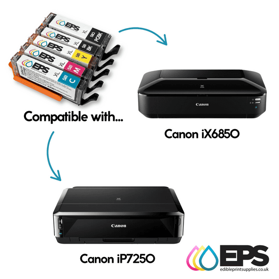 5 x Pre-Filled Canon Compatible Edible Ink Cartridges CLI551 / PGI550 ...