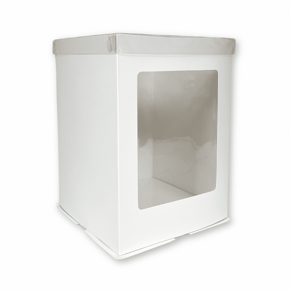 10" Extra-Tall White Cake Box with Clear Lid and Display Window
