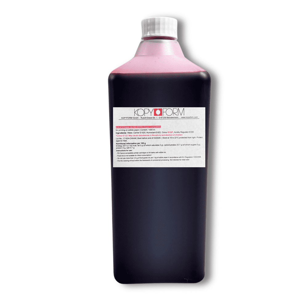 Magenta 1L Edible Ink for Canon Edible Printers | KOPYFORM distributed by Edible Print Supplies