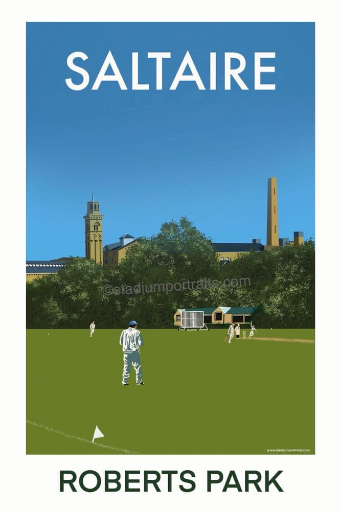 Saltaire Cricket Roberts Park Saltaire A3 UNFRAMED poster Print